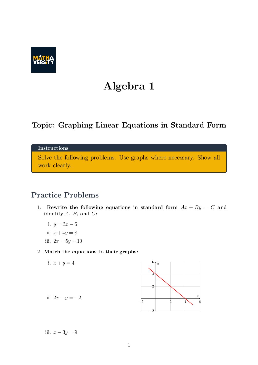Graphing Equations In Standard Form Worksheet Linear Graphs Maze