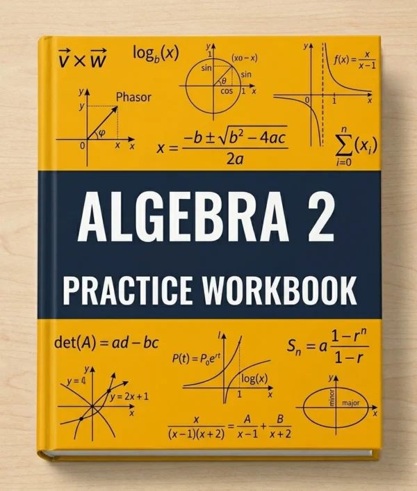 Algebra 2 Workbook: Practice Problems, Answer Key & Step-by-Step Solutions